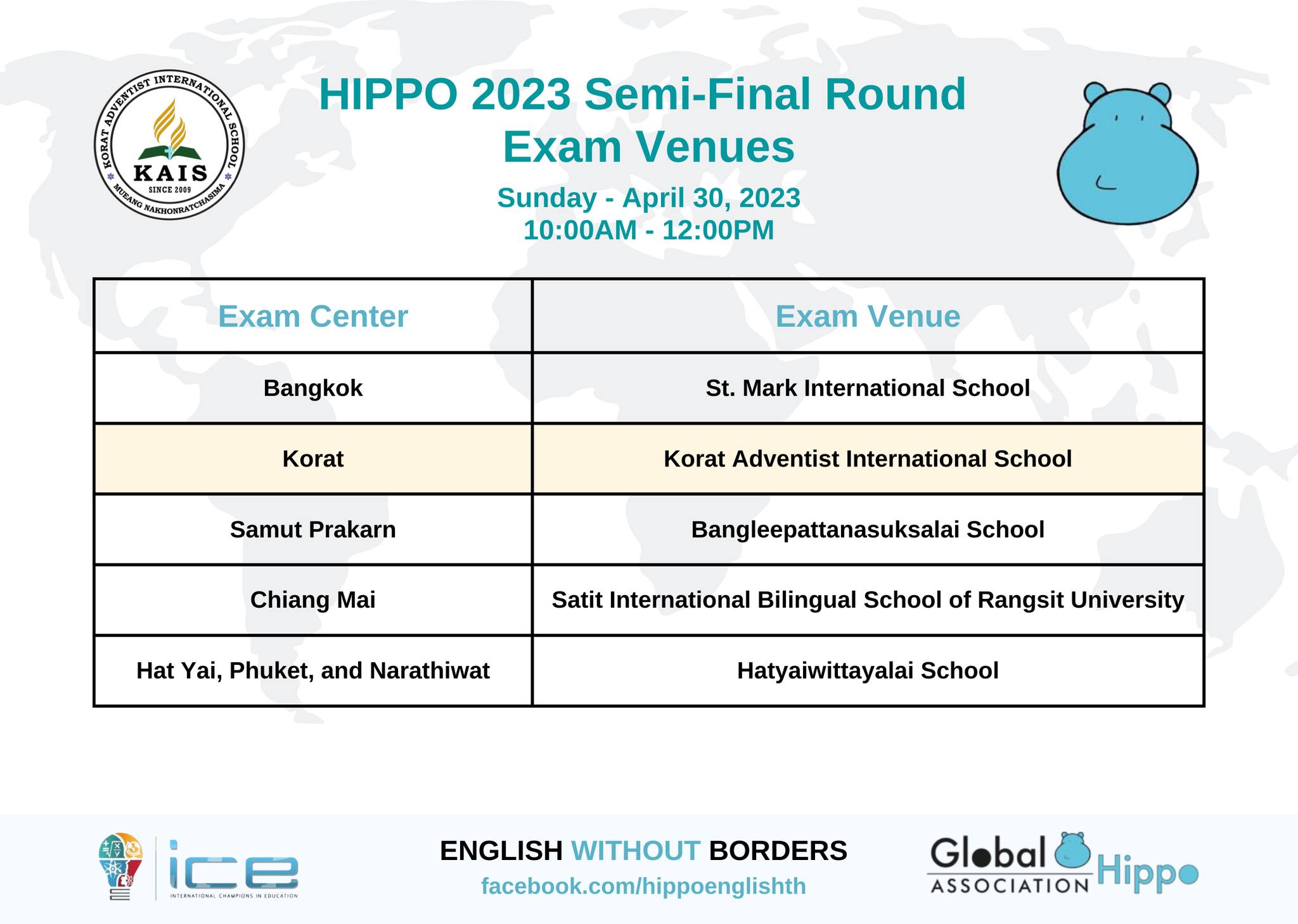 HIPPO 2023 Semi-Final Round Exam Venues - Korat Adventist International ...